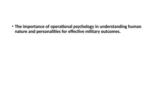 Operational Psychology branch of military psychology | PPTX