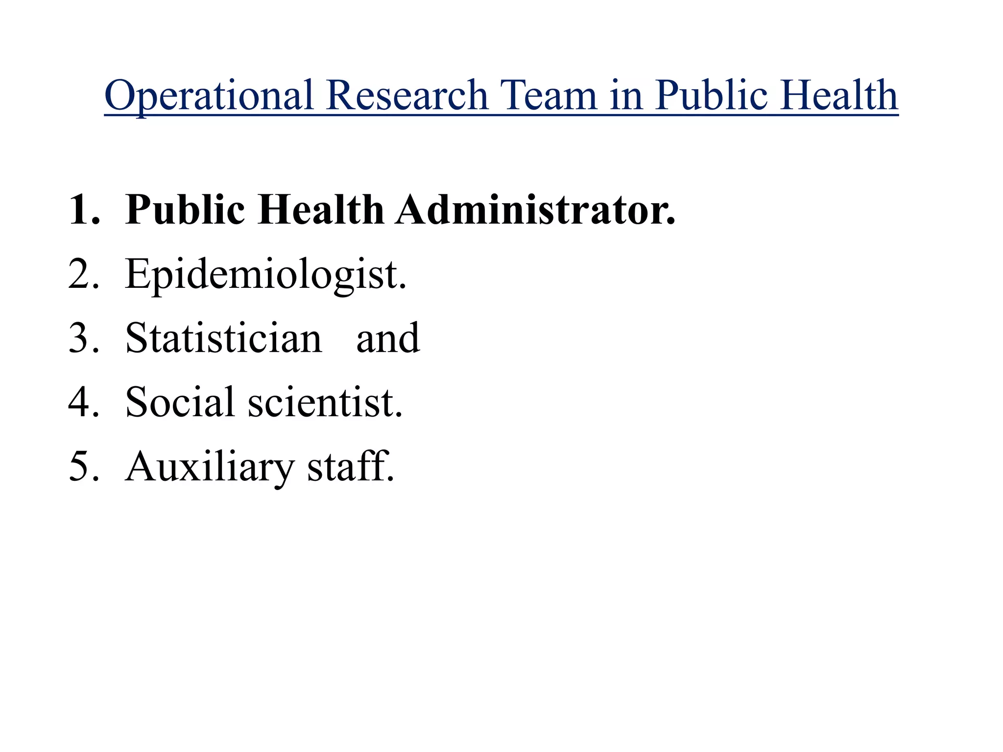 Operational research in Public Health in India | PPTX