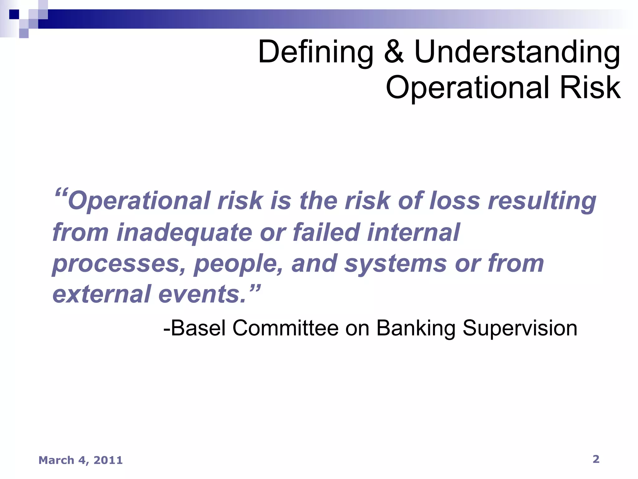 Operational Risk & Basel Ii | PPT
