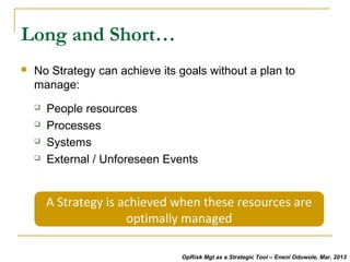 Operational risk management a strategic tool | PPT