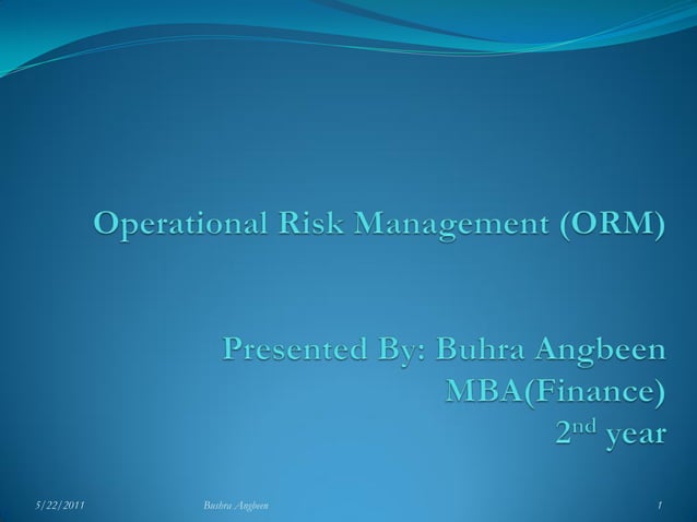 Operational risk management (orm) | PDF