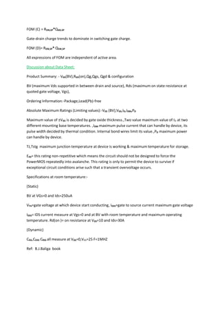 Operation and Characterization DMOS | PDF