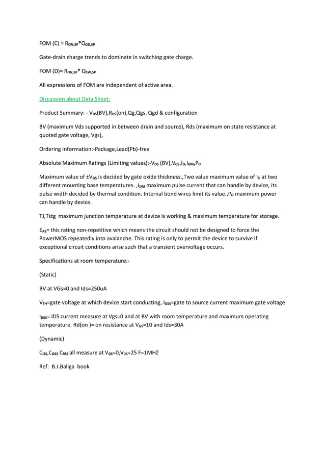 Operation and Characterization DMOS | PDF