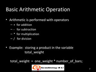 Operation and expression in c++ | PPT | Programming Languages | Computing