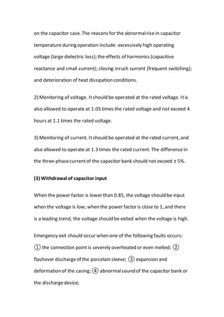 Operation and maintenance of power capacitors | DOCX | Automotive