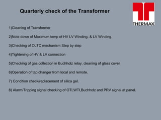 Operation and maintenance of transformer | PPT