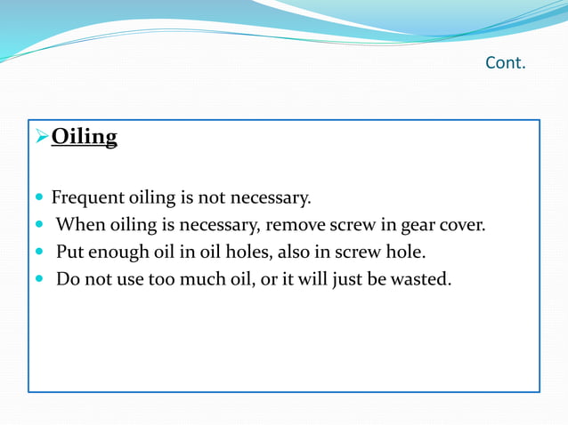 Operation,care and maintenance of cream separator | PPTX | Food & Drink