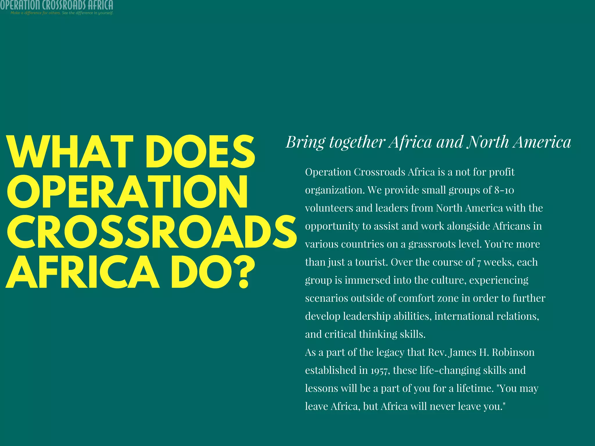 Operation Crossroads Africa Programs | PPT