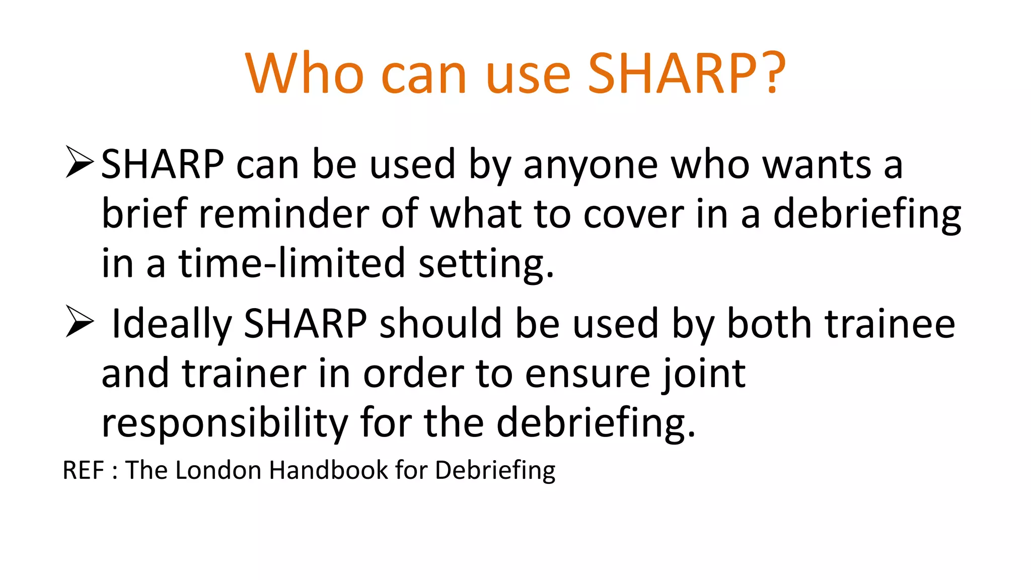 Operation debrief SHARP Tool | PPTX