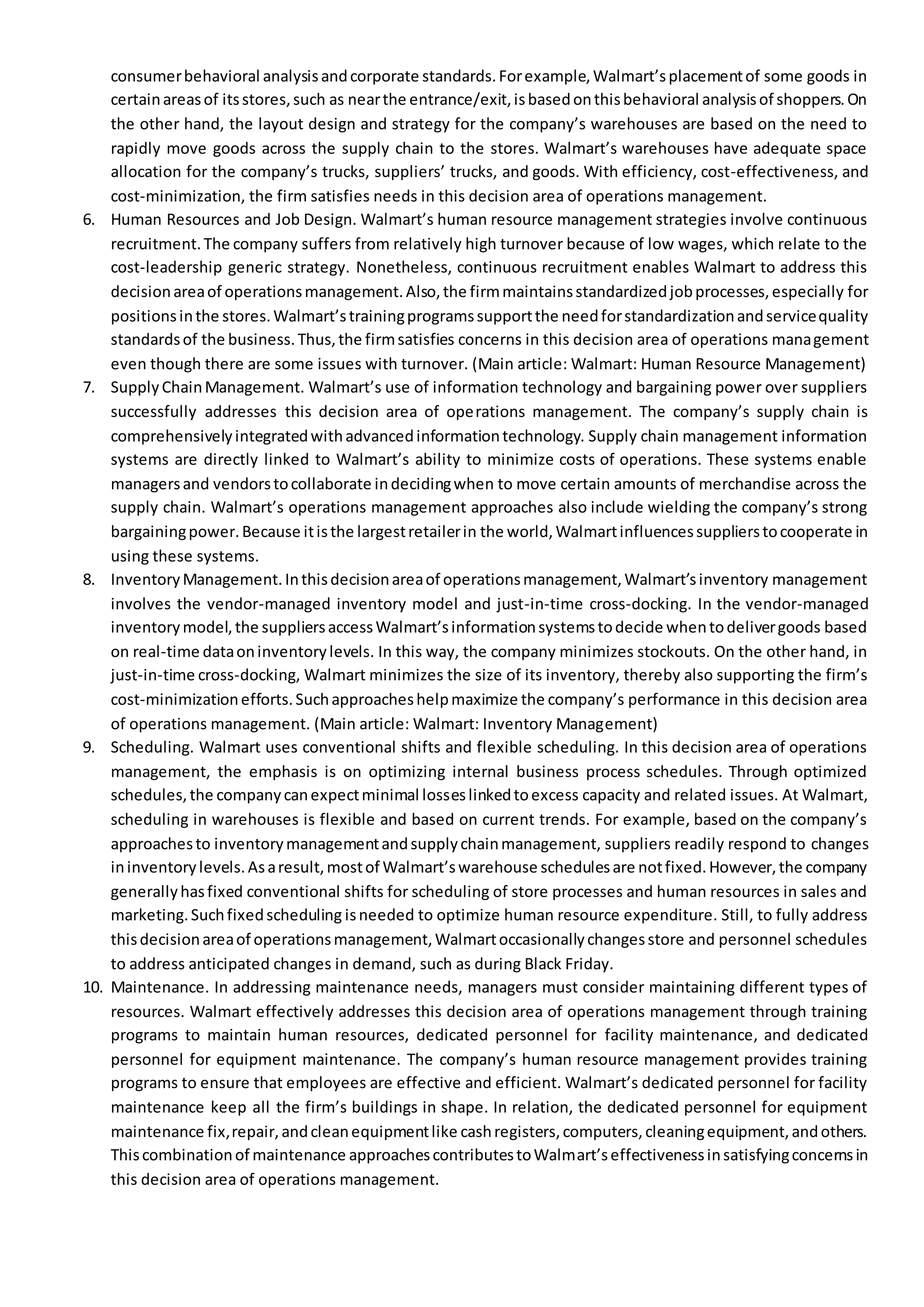 Walmart:operations management decisions | DOCX