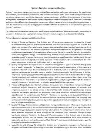 Walmart:operations management decisions | DOCX