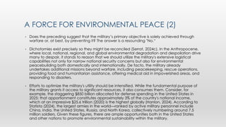 Operation Earth: Integrating Eco-Friendly Practices into the Military | PDF