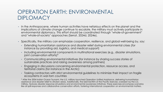 Operation Earth: Integrating Eco-Friendly Practices into the Military | PPT