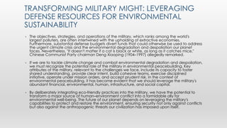 Operation Earth: Integrating Eco-Friendly Practices into the Military | PDF