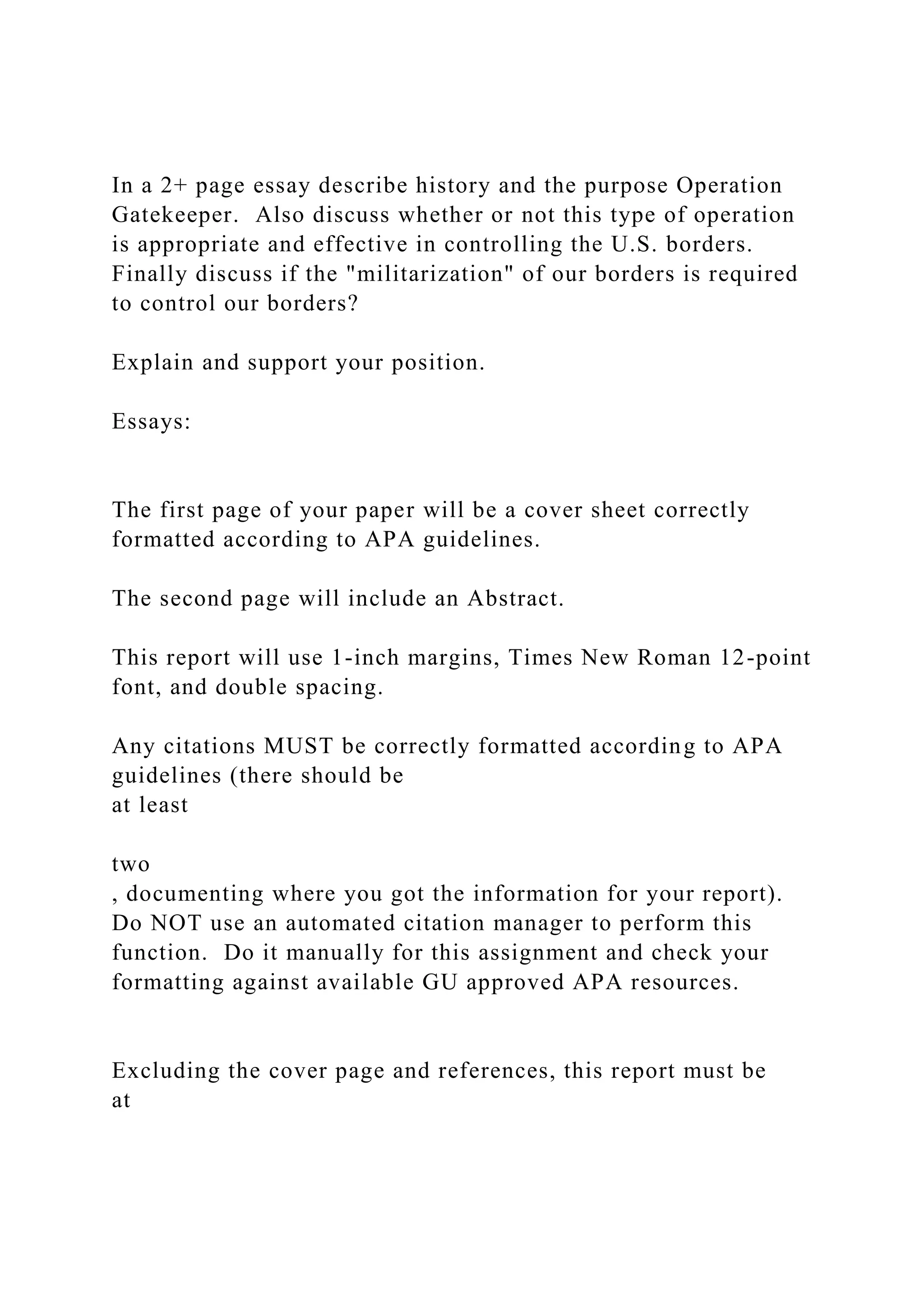 Operation Gatekeeper was implemented in 1994 and was aimed at h.docx