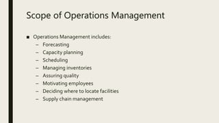 Operation management and sustainability in service industry | PPT