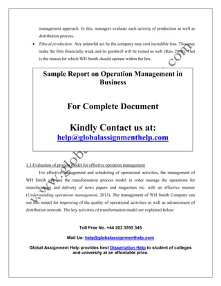 Sample Report On Operation Management in Business By Global Assignment ...