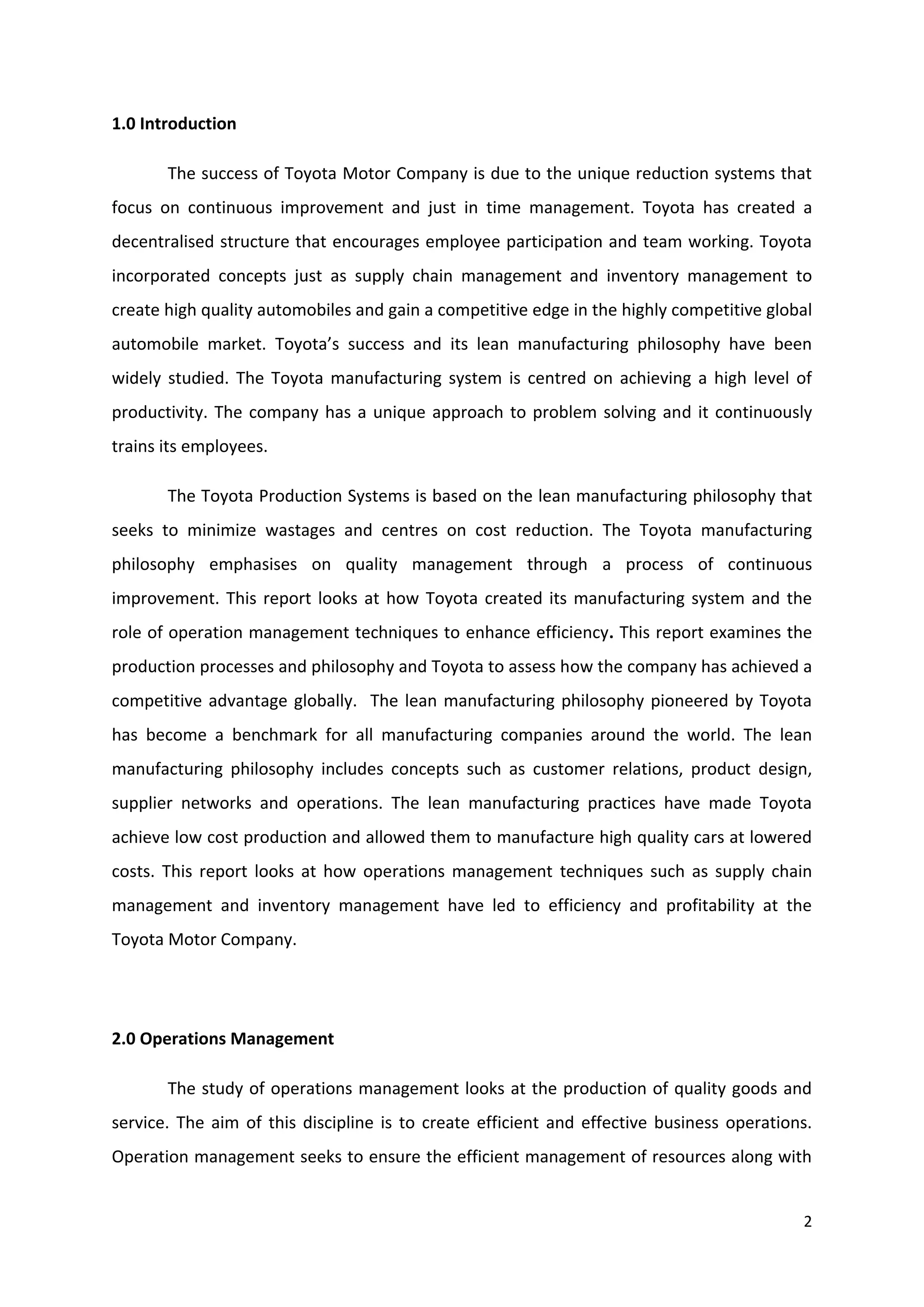 Operation management, toyota production system | PDF