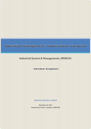Operation management, toyota production system | PDF