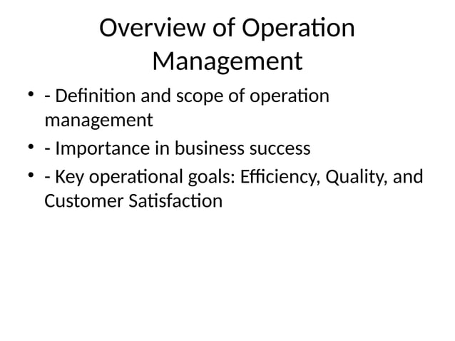 Introduction to Operation Management ppt | PPT
