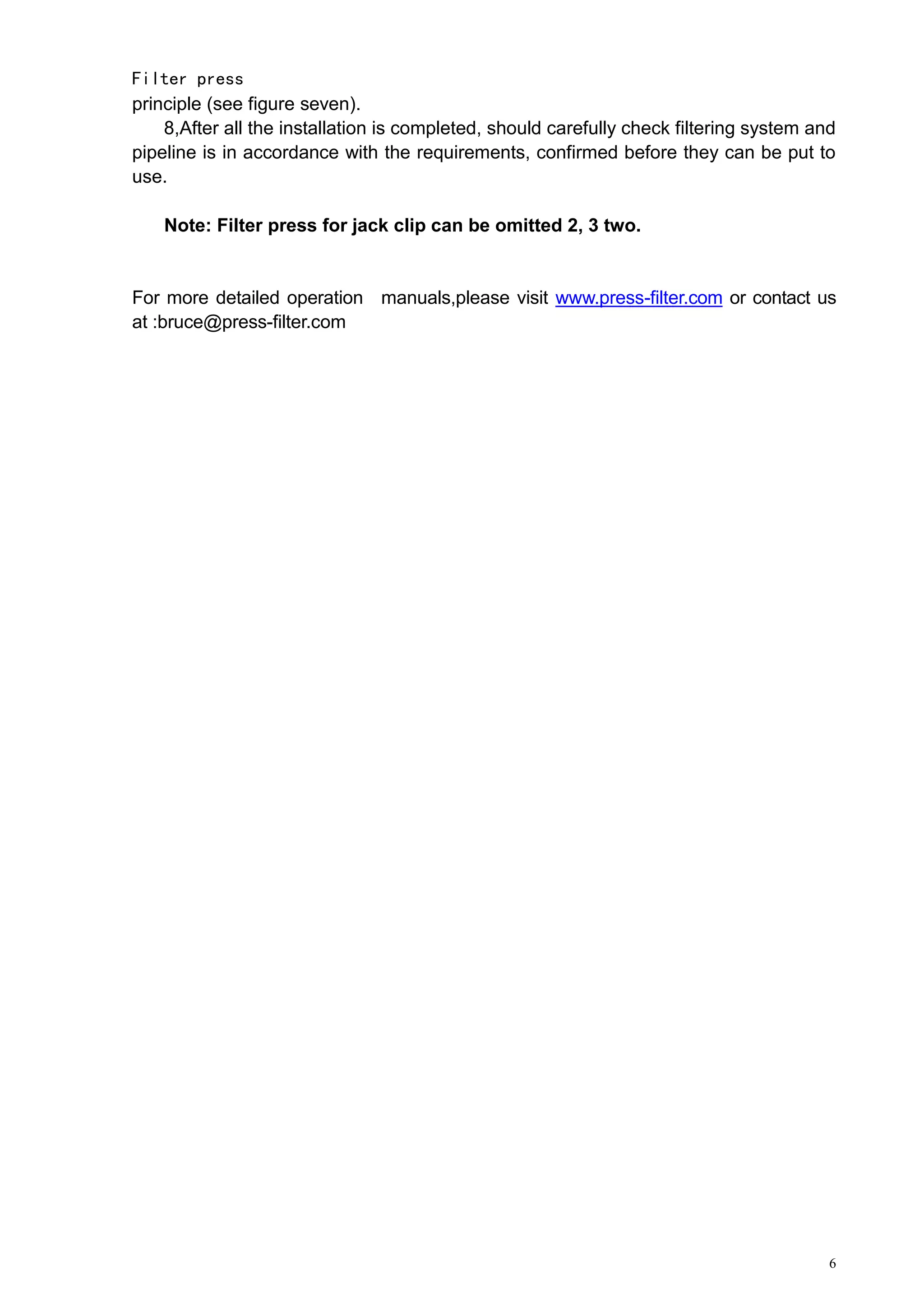 Operation manuals of filter press | PDF