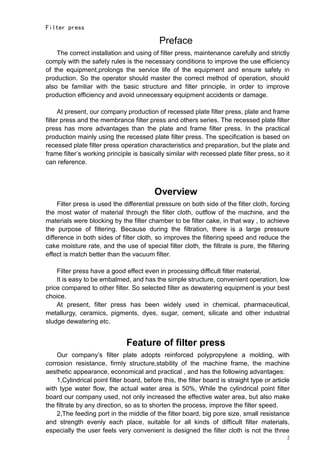 Operation manuals of filter press | PDF