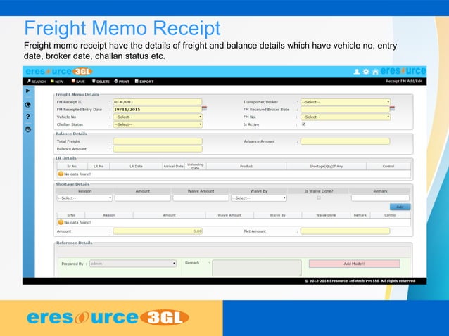 eresource 3GL ERP | ERP For Transportation Business | Operation Module ...