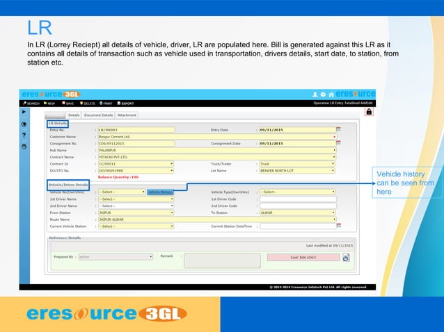 Eresource 3gl Erp Erp For Transportation Business Operation Module