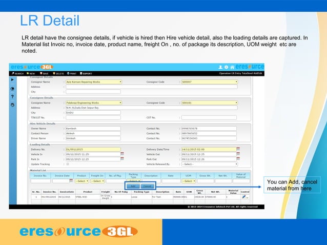 Eresource 3gl Erp Erp For Transportation Business Operation Module