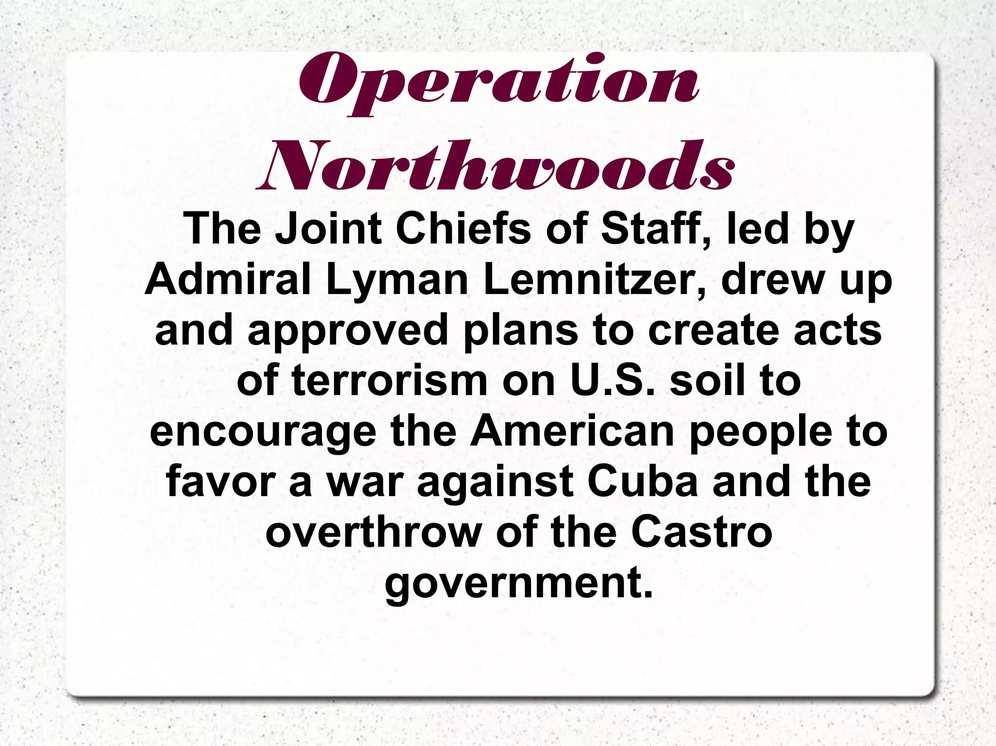 Cocktails With the CIA, Episode 6: Operation Northwoods | ODP