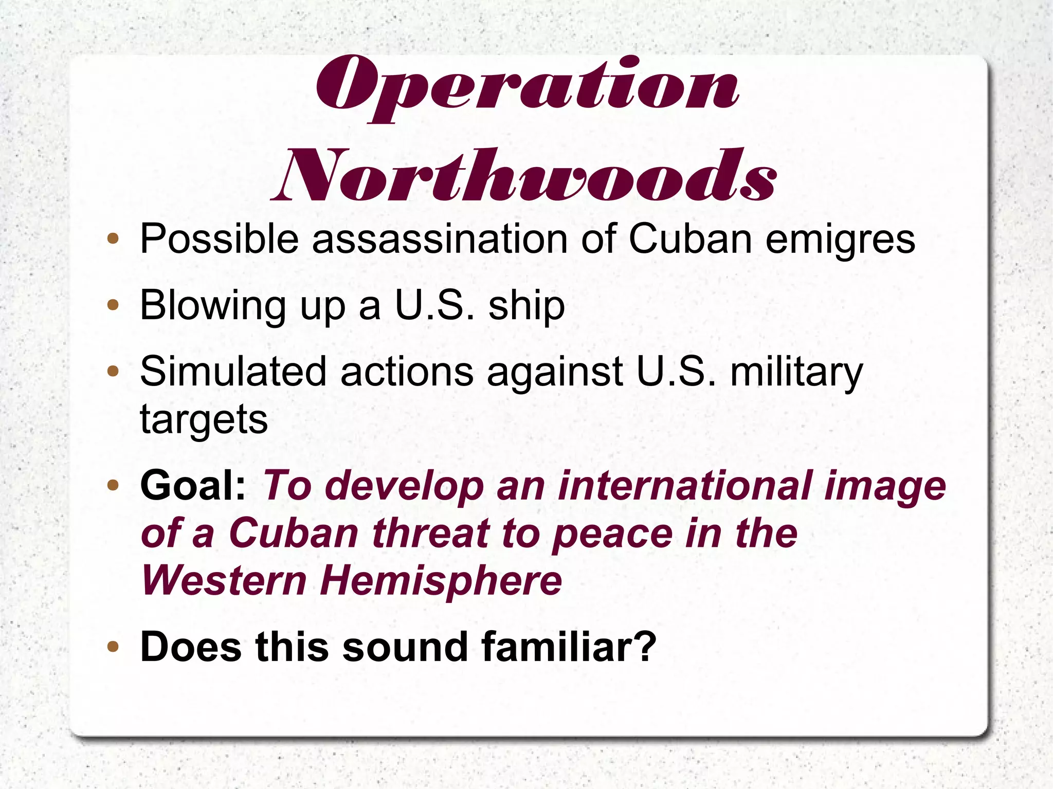 Cocktails With the CIA, Episode 6: Operation Northwoods | ODP
