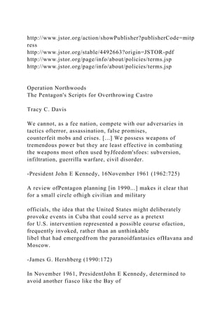 Operation Northwoods The Pentagons Scripts for Overthrowing .docx
