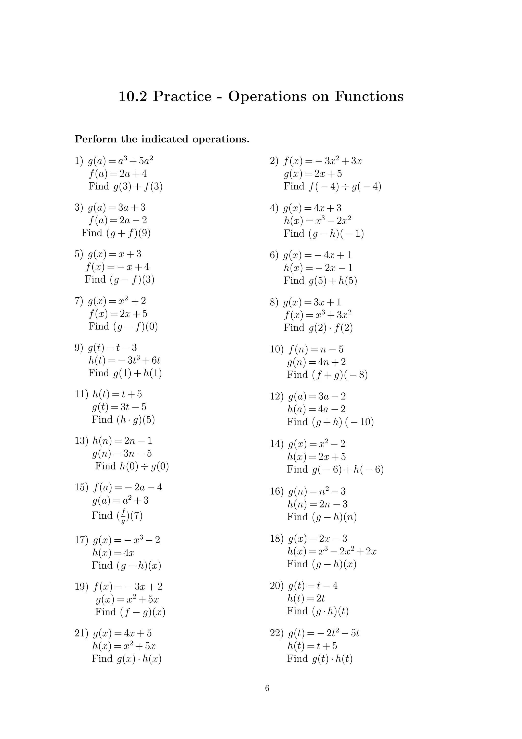 Operation on functions | PDF