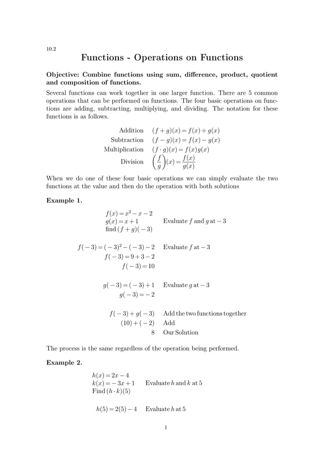 Operation on functions | PDF