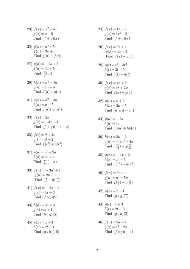 Operation on functions | PDF