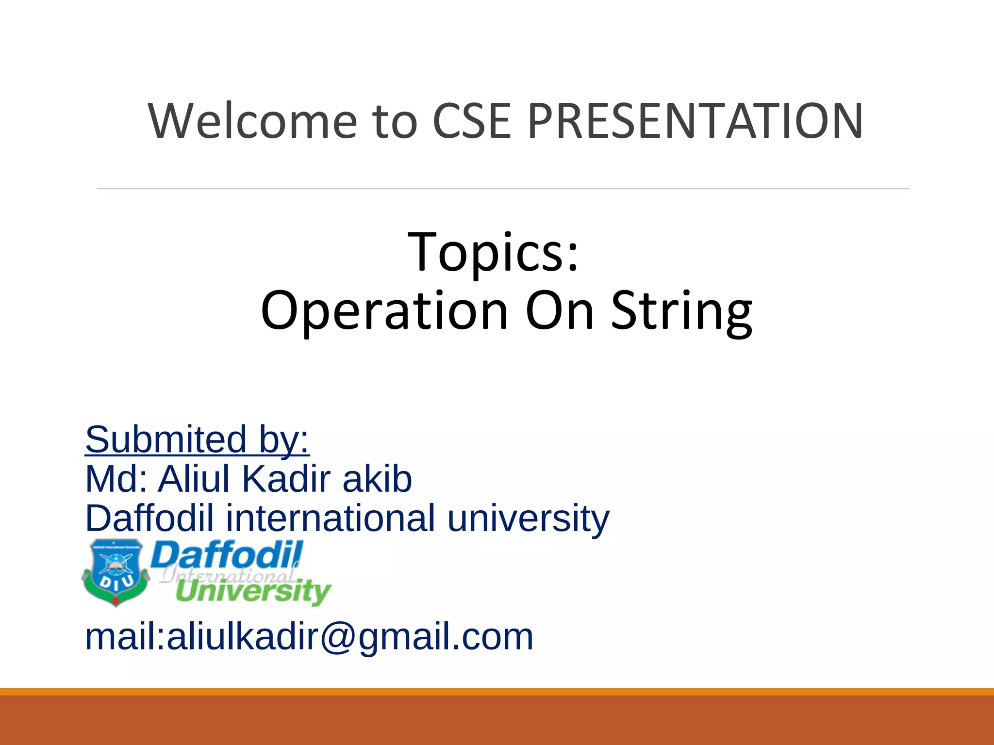 Operation on string presentation | PPT