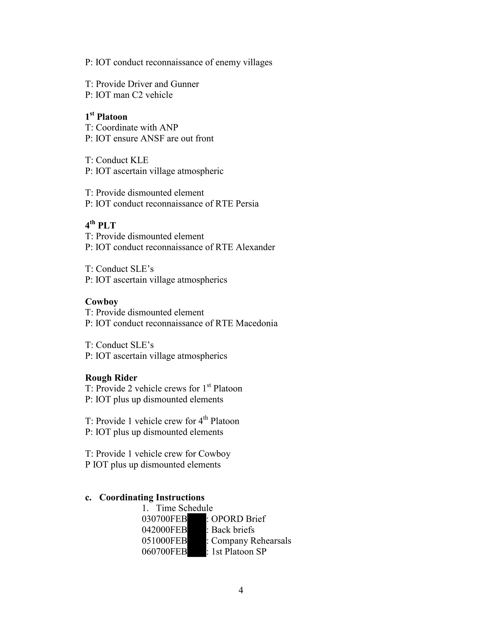 Operation Order 01 | PDF