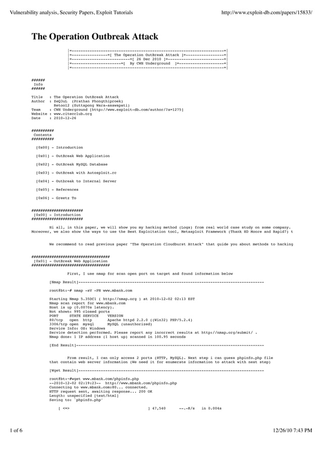 Operation outbreak | PDF