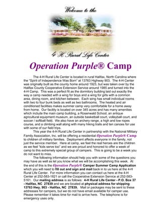 Operation purple summer camp packet | PDF