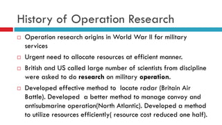 Operation research history and overview application limitation | PDF