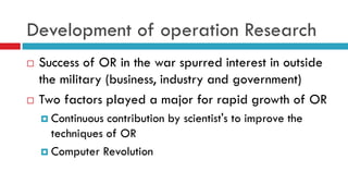 Operation research history and overview application limitation | PDF