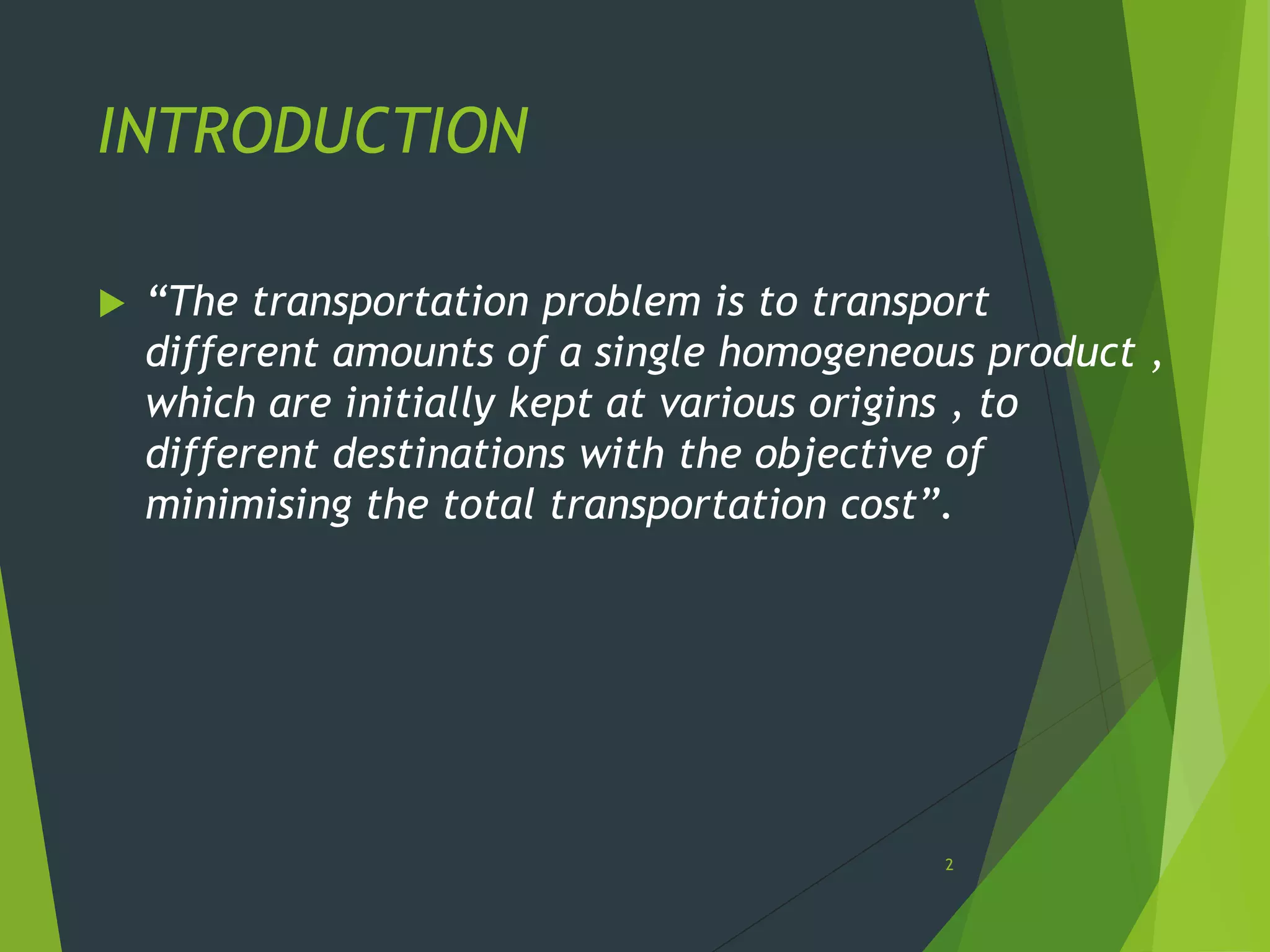 transporation problem | PPTX