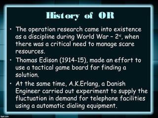 Operation Research (Introduction of Operation Research) | PPT