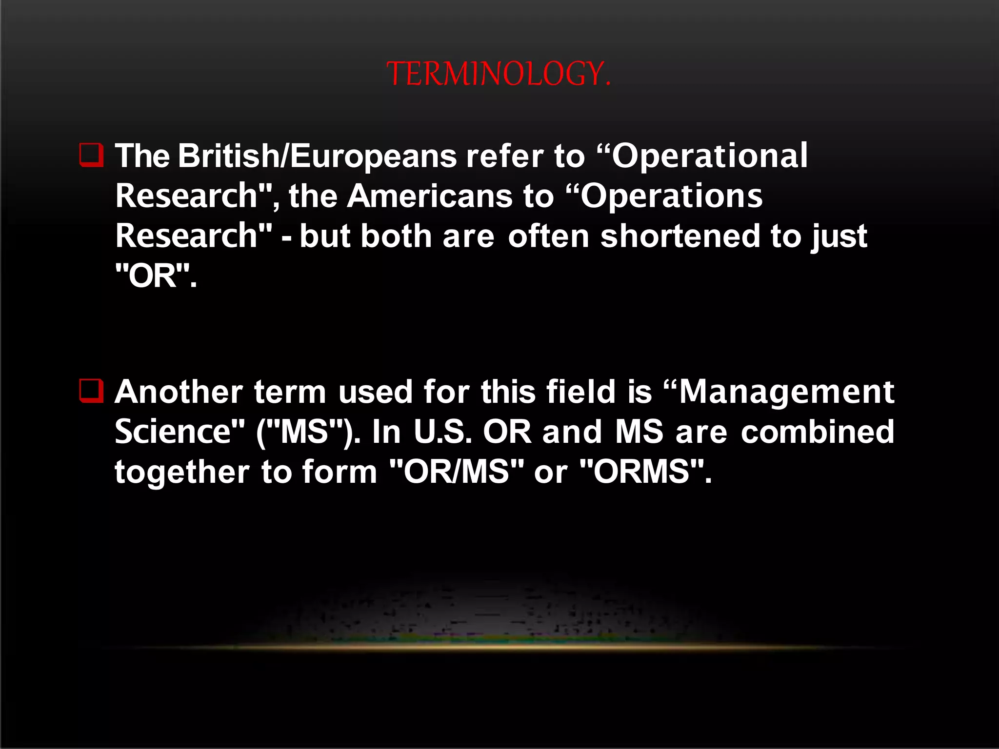 Operation research (definition, phases) | PDF