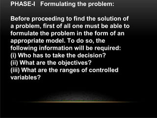 Operation research (definition, phases) | PDF