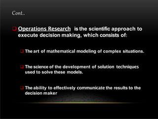 Operation research (definition, phases) | PDF