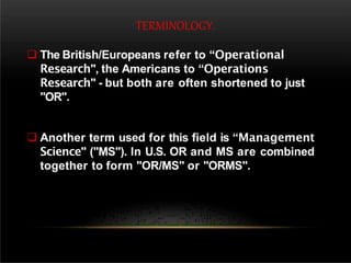 Operation research (definition, phases) | PDF