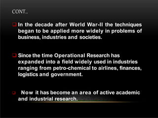 Operation research (definition, phases) | PDF