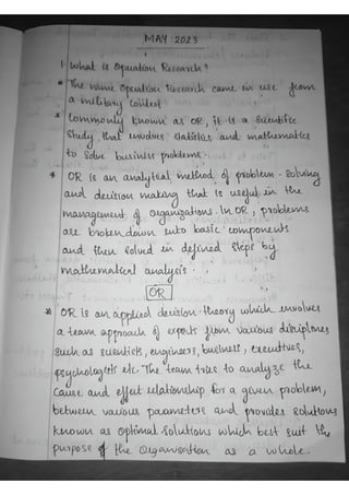 operation research question paper question answers | PDF