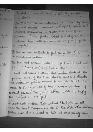 operation research question paper question answers | PDF